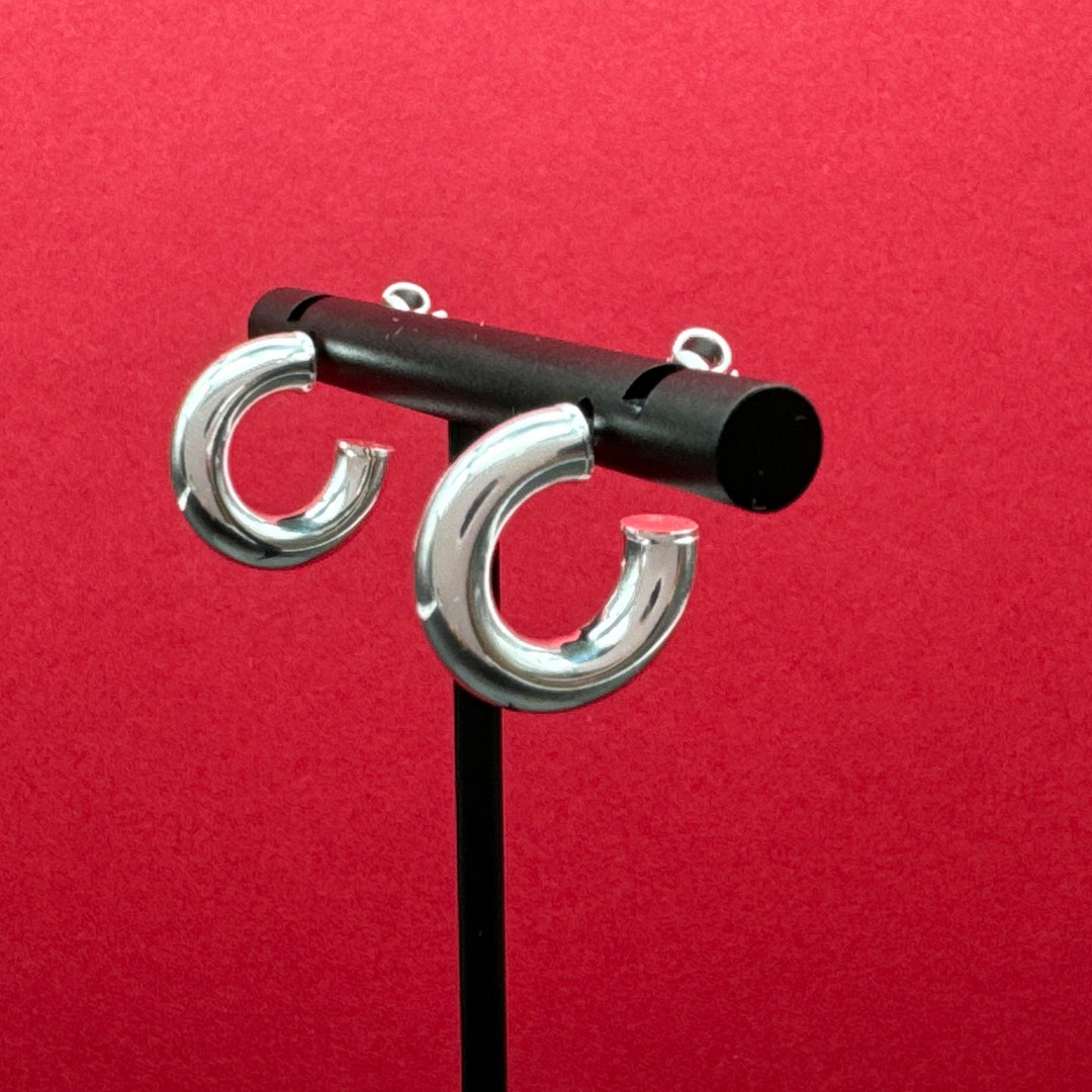 Chunky 925 Sterling Silver Minimalist Pipe Hoop ,thick Huggie Earrings ...