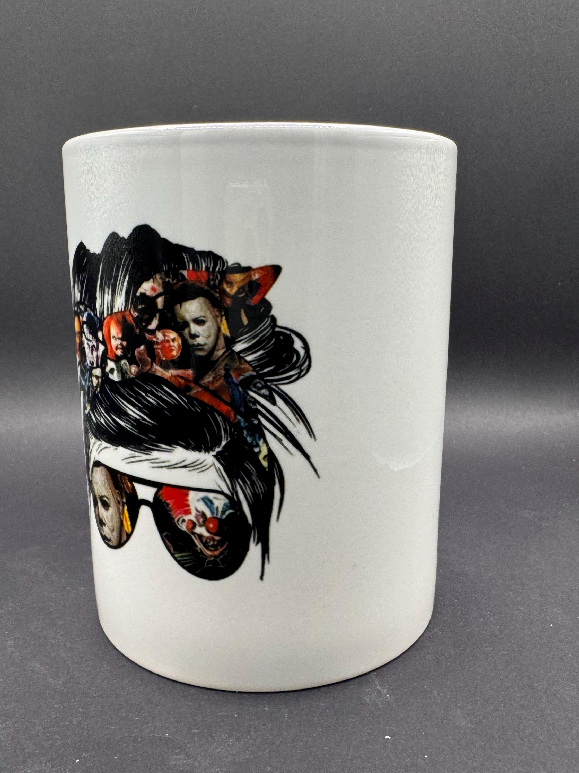 Horror Movie Messy Bun Coffee Mug, Horror Movies, Fall Coffee Mug ...