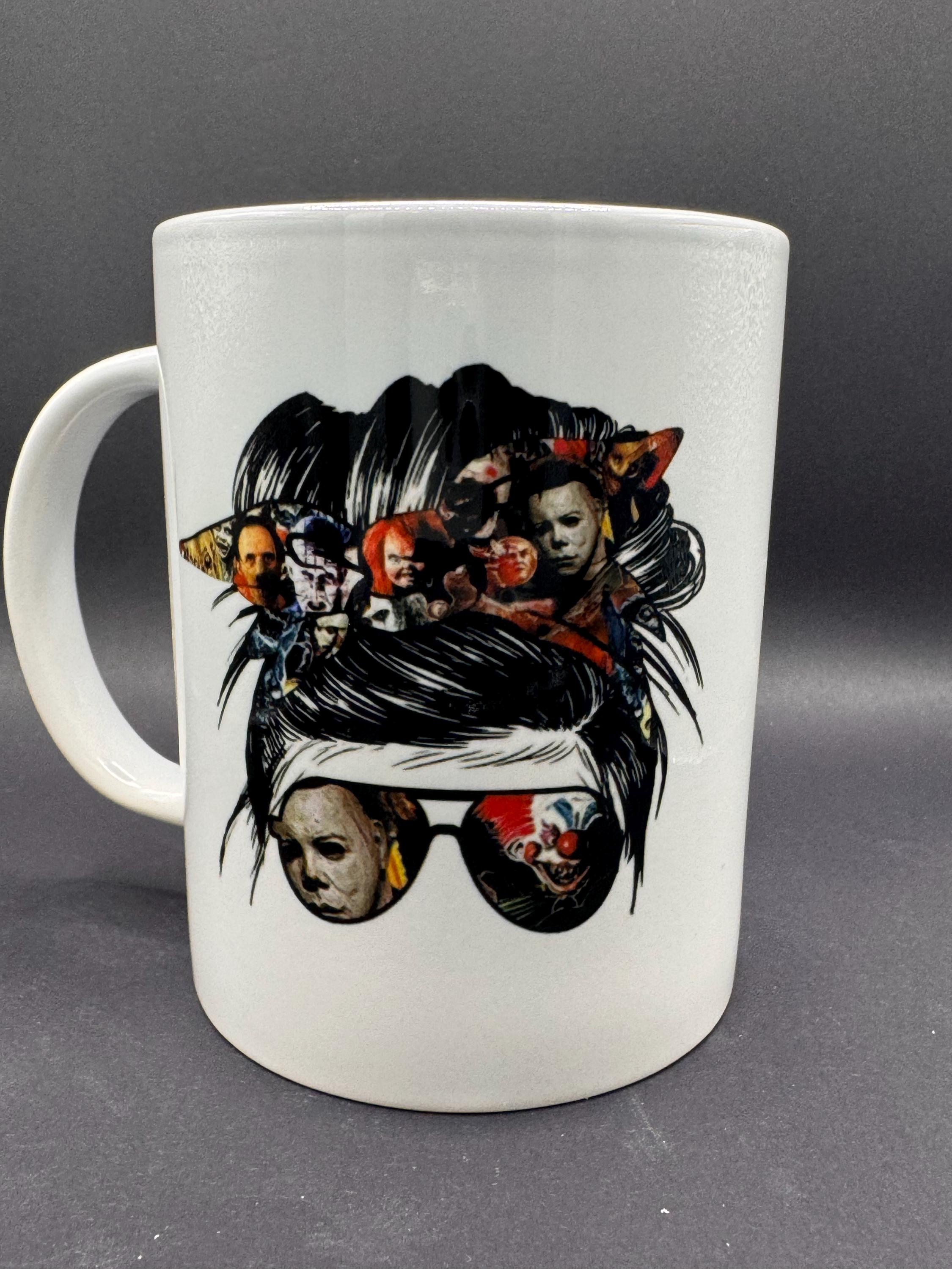 Horror Movie Messy Bun Coffee Mug, Horror Movies, Fall Coffee Mug ...