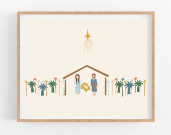 Nativity Print Christmas Art Bible Verse Christmas | Etsy