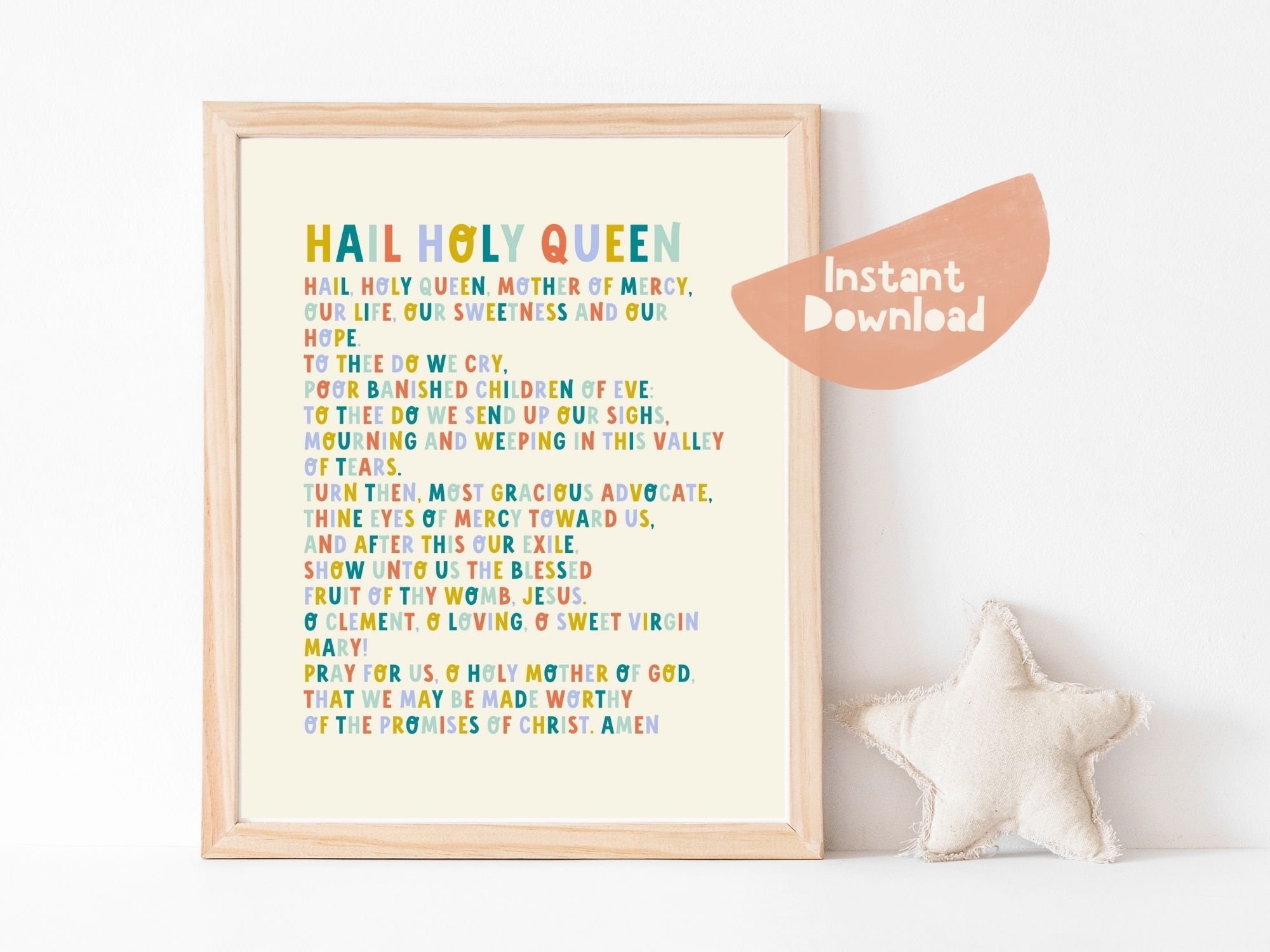Hail Holy Queen Prayer Print Baptism Gift Baby Shower Gift | Etsy