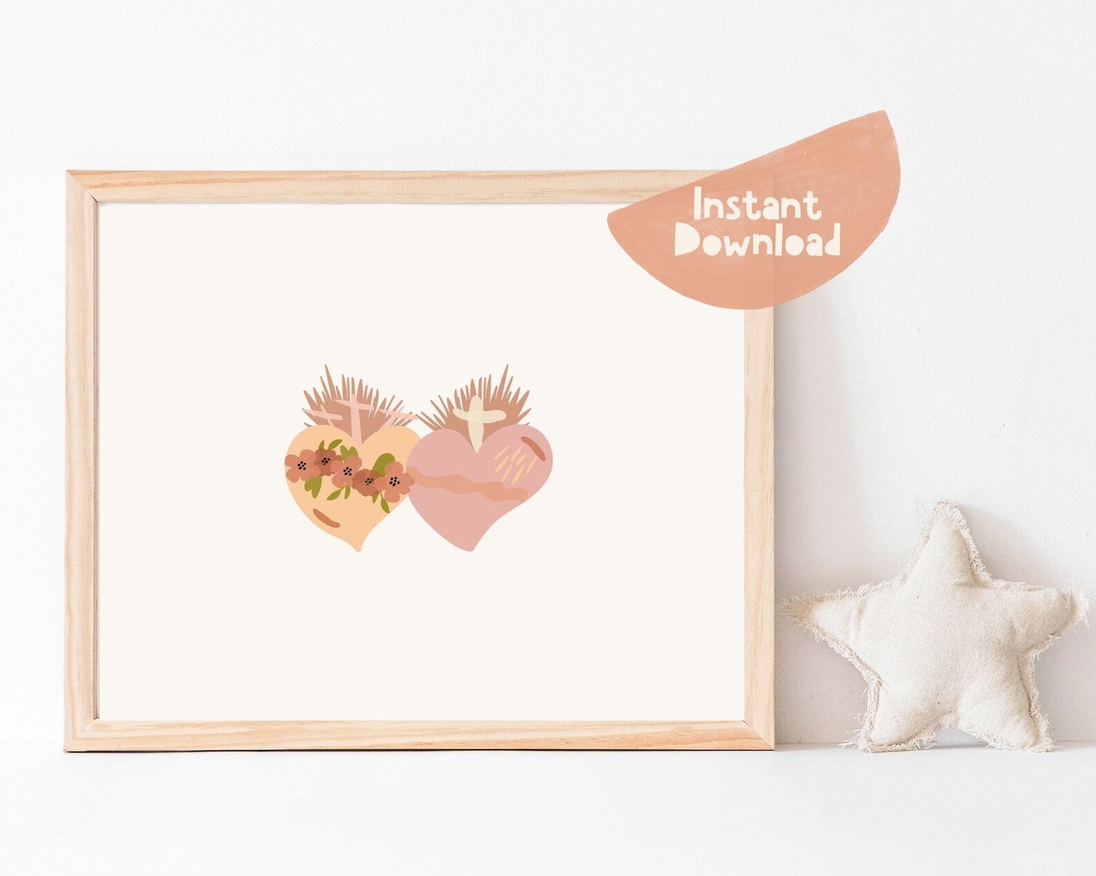 Sacred Heart Print Immaculate Heart Print Wall Decor Art - Etsy