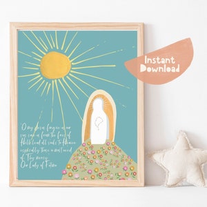 Our Lady of Fatima Catholic Art Print, Marian Art, Blessed Mary ...