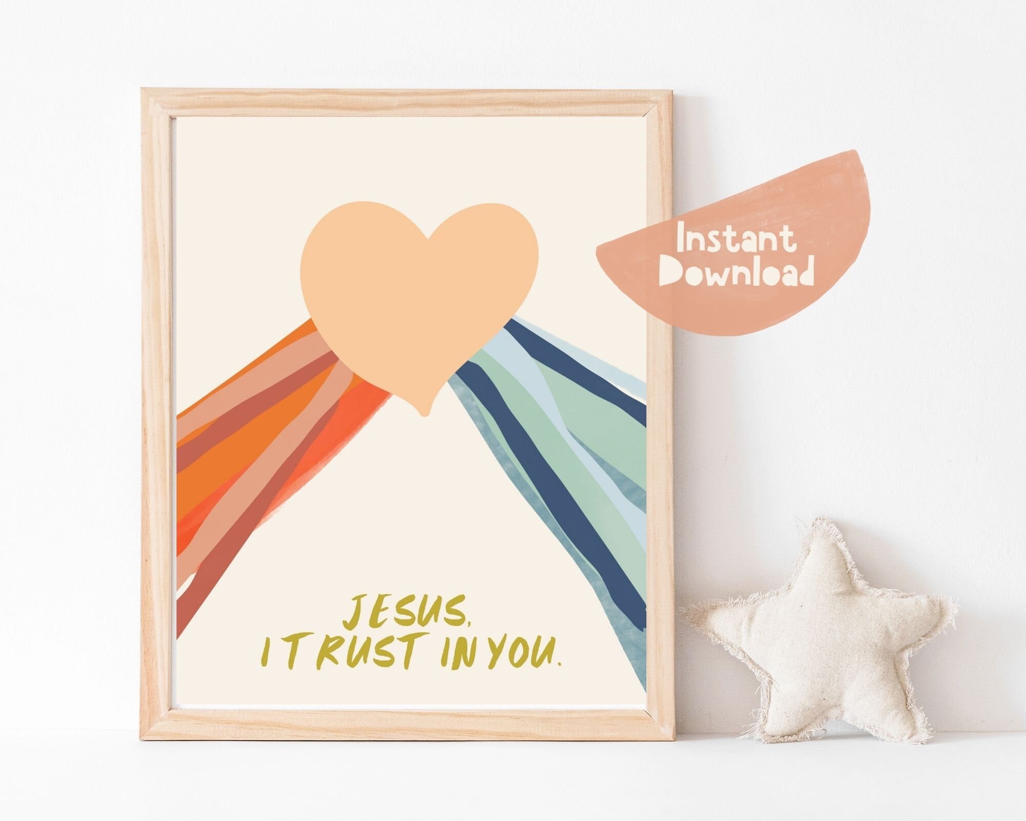 Divine Mercy Sign Catholic Art Christian Nursery Boho | Etsy