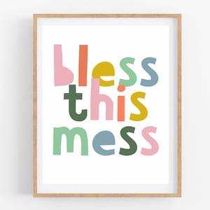 Bless This Mess, Christian Nursery, Printable Gift, Kids Playroom, Baby ...