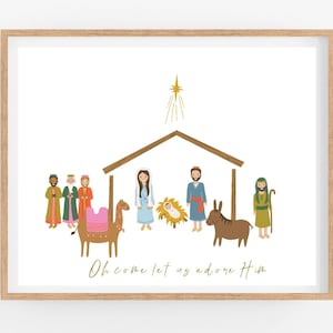 Nativity Print, Christmas Art, Bible Verse, Christmas Decoration ...