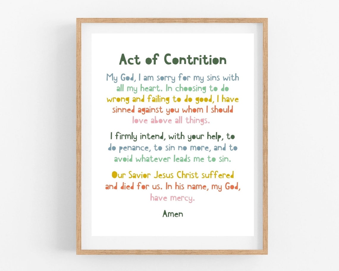 Act of Contrition Christian Art Prayer Art Christian | Etsy