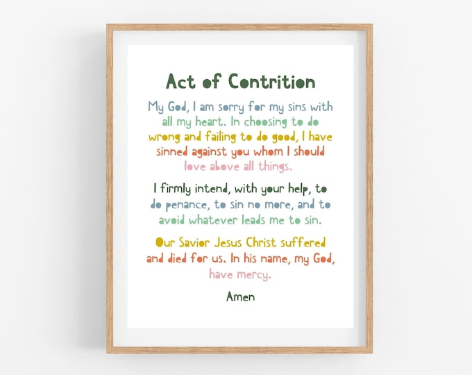 Act of Contrition Printable Prayer Card, Instant Download, Prayer for ...