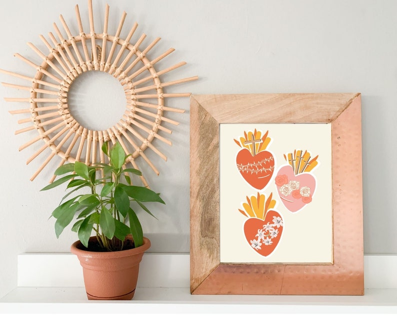 Three Hearts of the Holy Family Print Sacred Heart of Jesus | Etsy