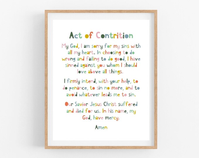Act of Contrition Printable Prayer Card, Instant Download, Prayer for ...