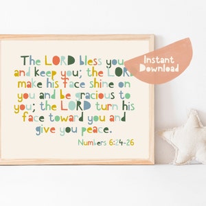 Numbers 6:24-26, Wall Art Print, Bible Verse Wall Art, Christian Home ...