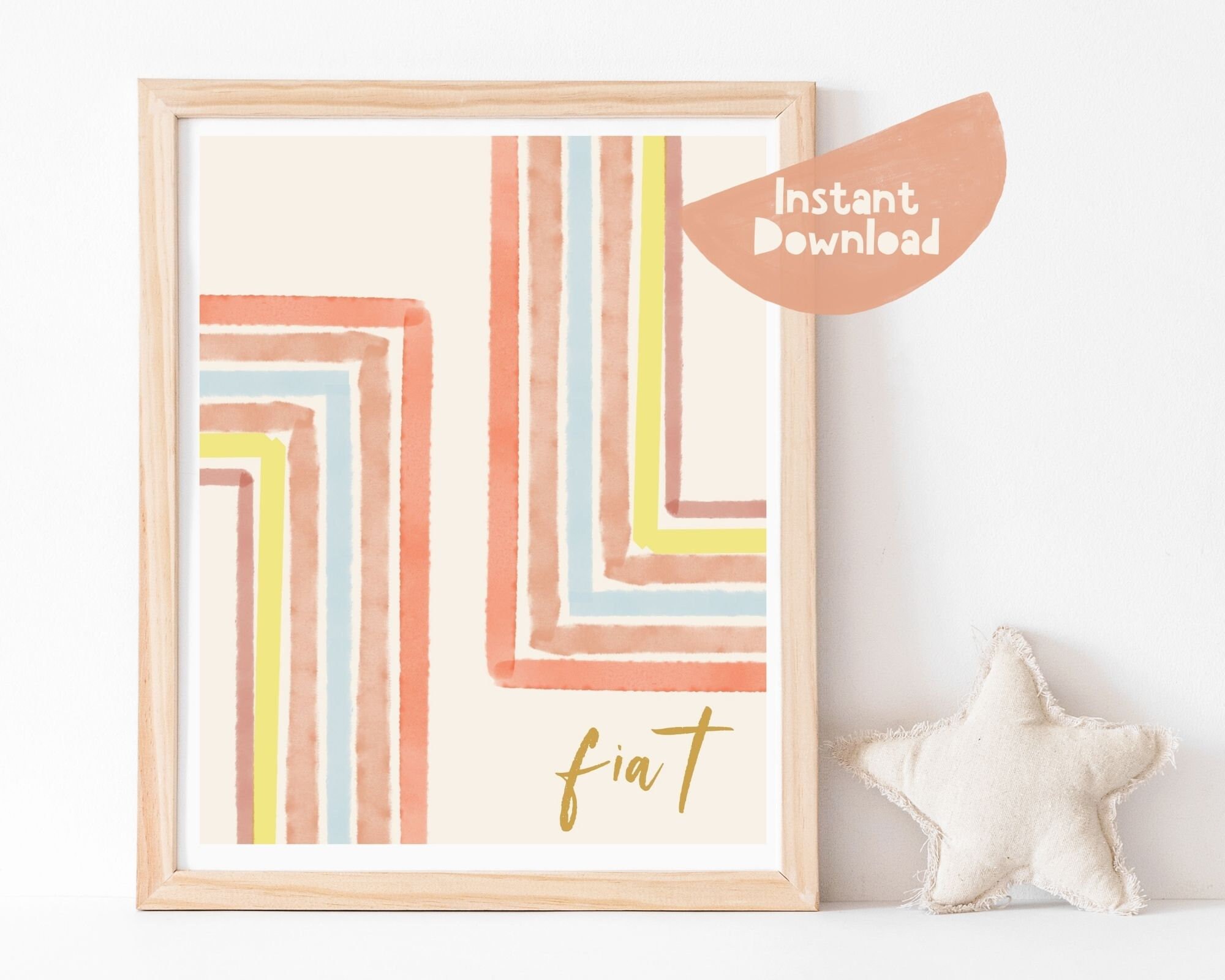 Fiat Print Rainbow Print Wall Decor Art Printables Gift - Etsy