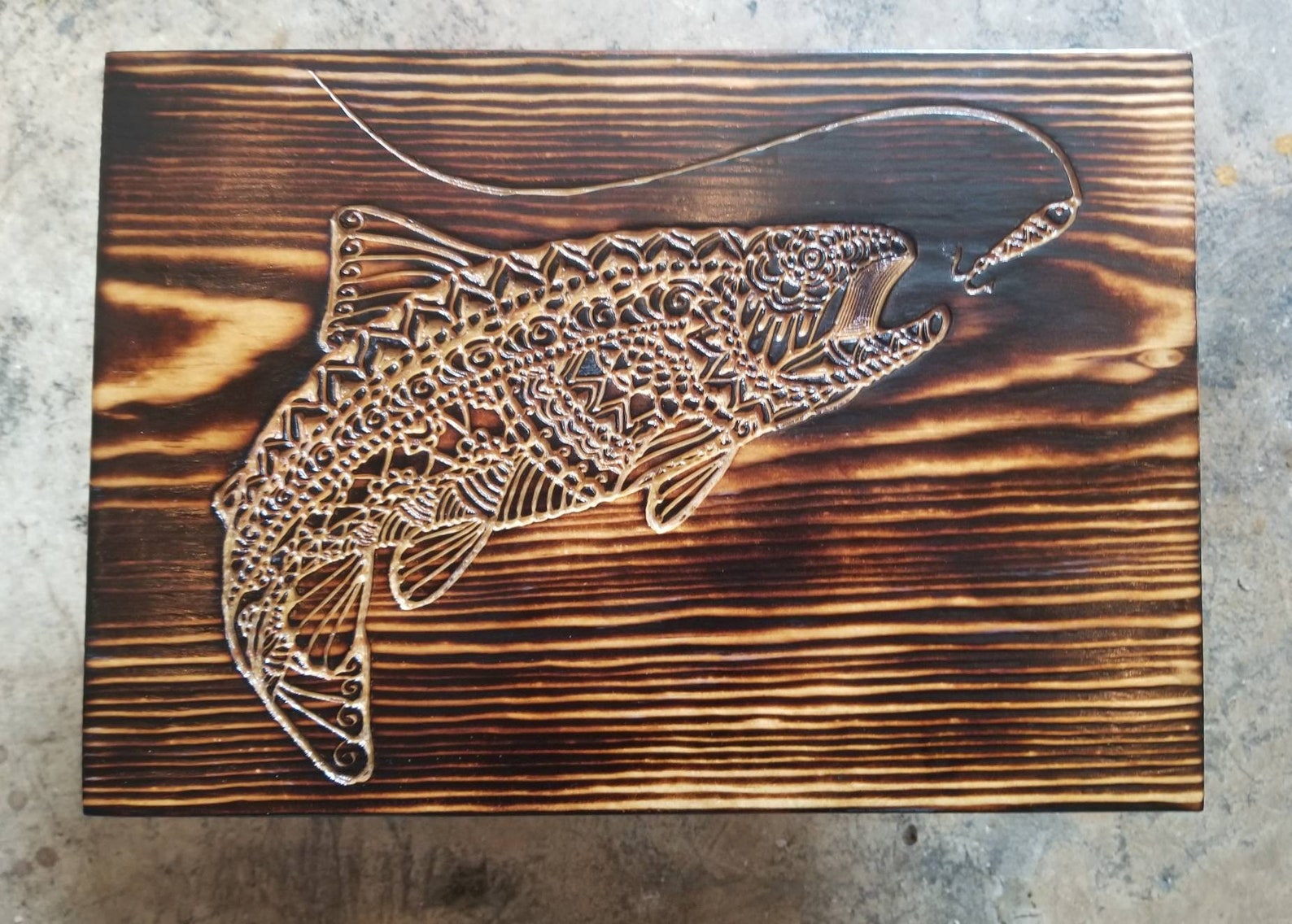 Geometric Trout Fish Mandala Pattern Engraved Wall Hanging | Etsy