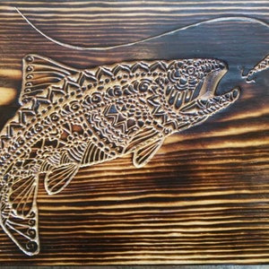 Geometric Trout Fish Mandala Pattern Engraved Wall Hanging | Etsy