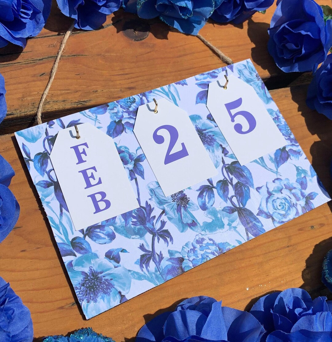 Blue Floral Wall Plaque Calendar - Etsy