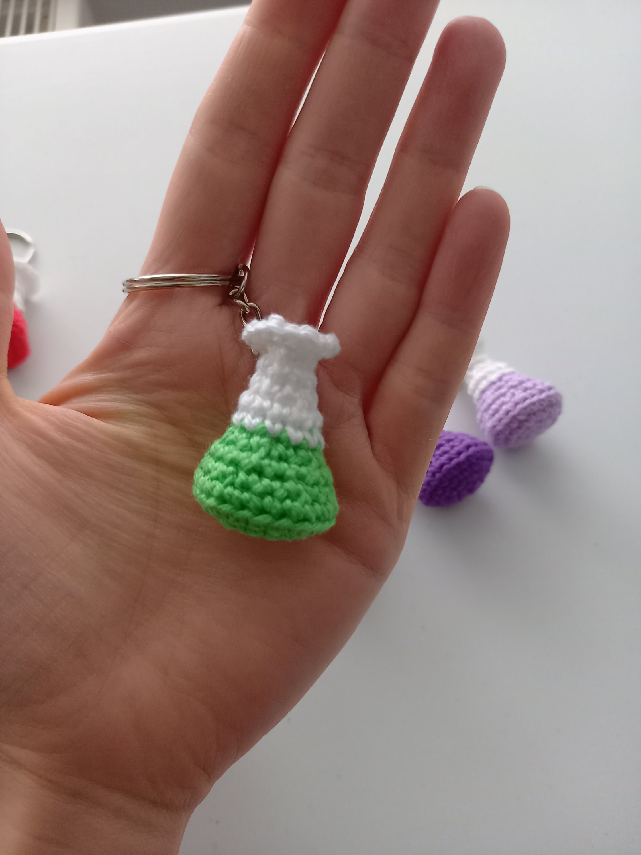 Crochet Conical Flask/science Keychain - Made to Order - Etsy UK