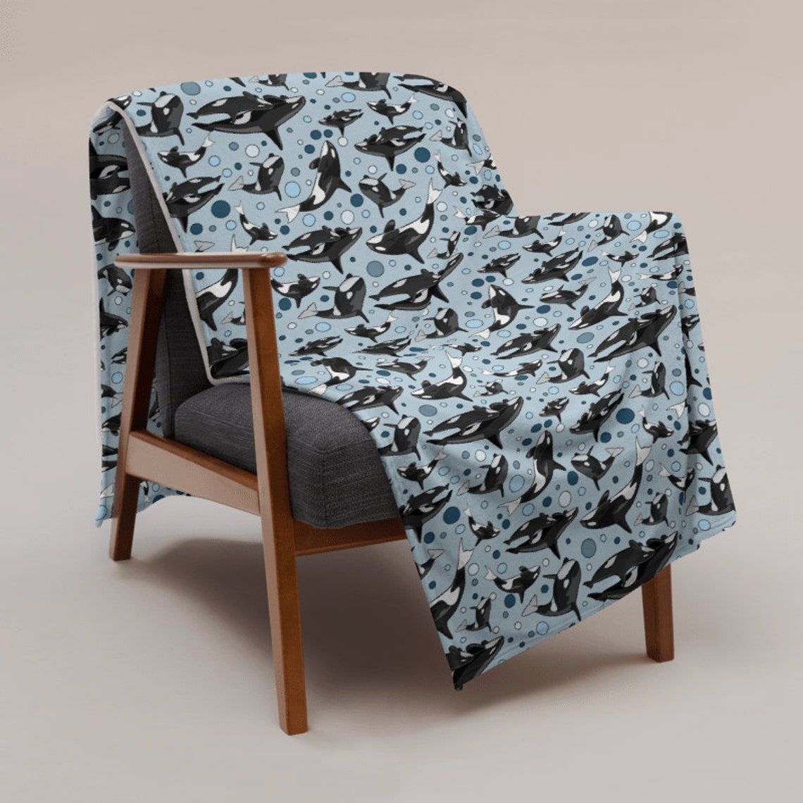 Orca Throw Blanket, Orcinus Orca, Killer Whale, Dolphin, Whale Blanket ...