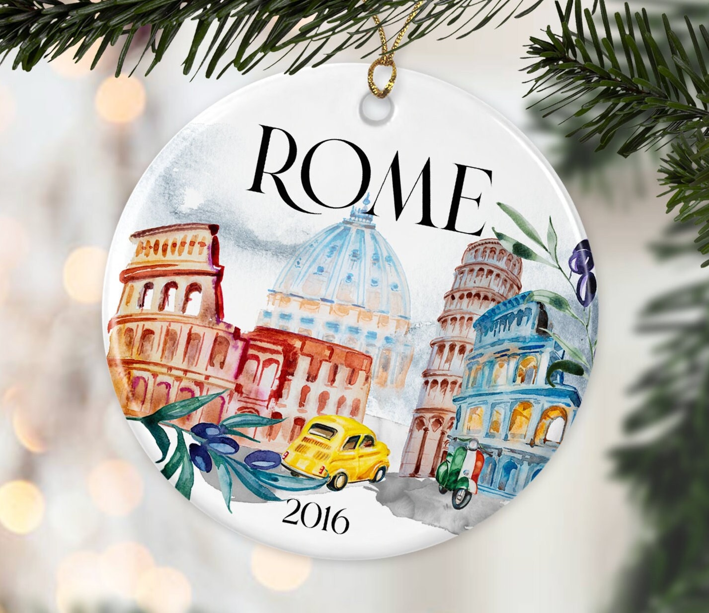 Custom Rome Christmas Ornament, Christmas Tree Ceramic Ornament ...