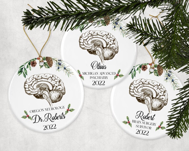 Custom Brain Christmas Porcelain Ornamentsbrain Anatomy - Etsy