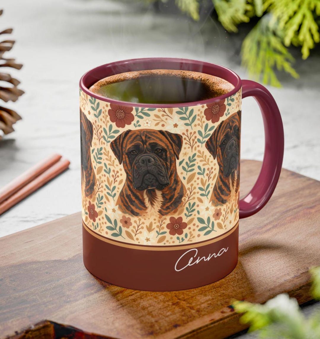 Brindle Mastiff Pattern Mug | Custom Dog Portrait Coffee Mug - Etsy