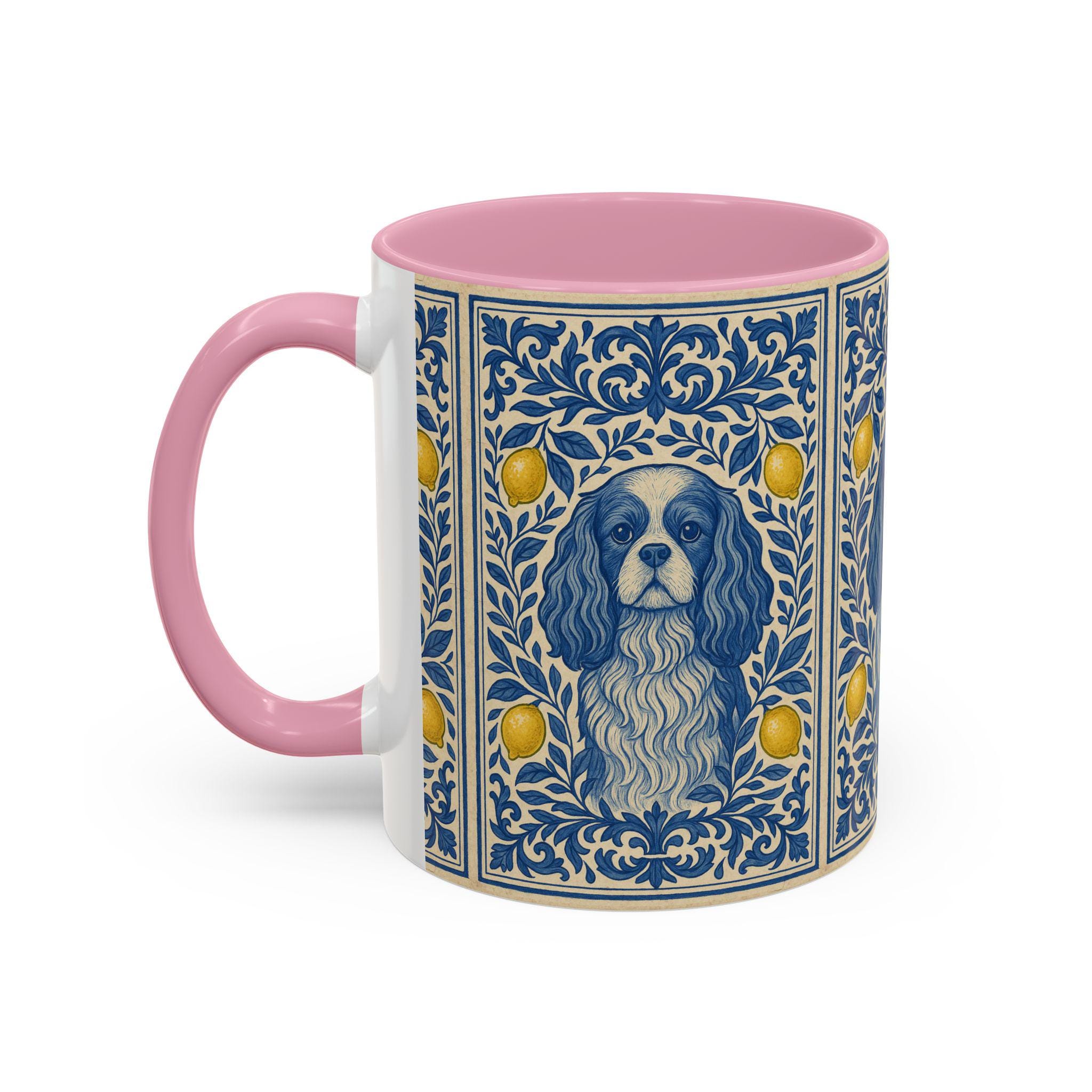 Cavalier King Charles Spaniel, Blue and White Mediterranean Tiles, - Etsy