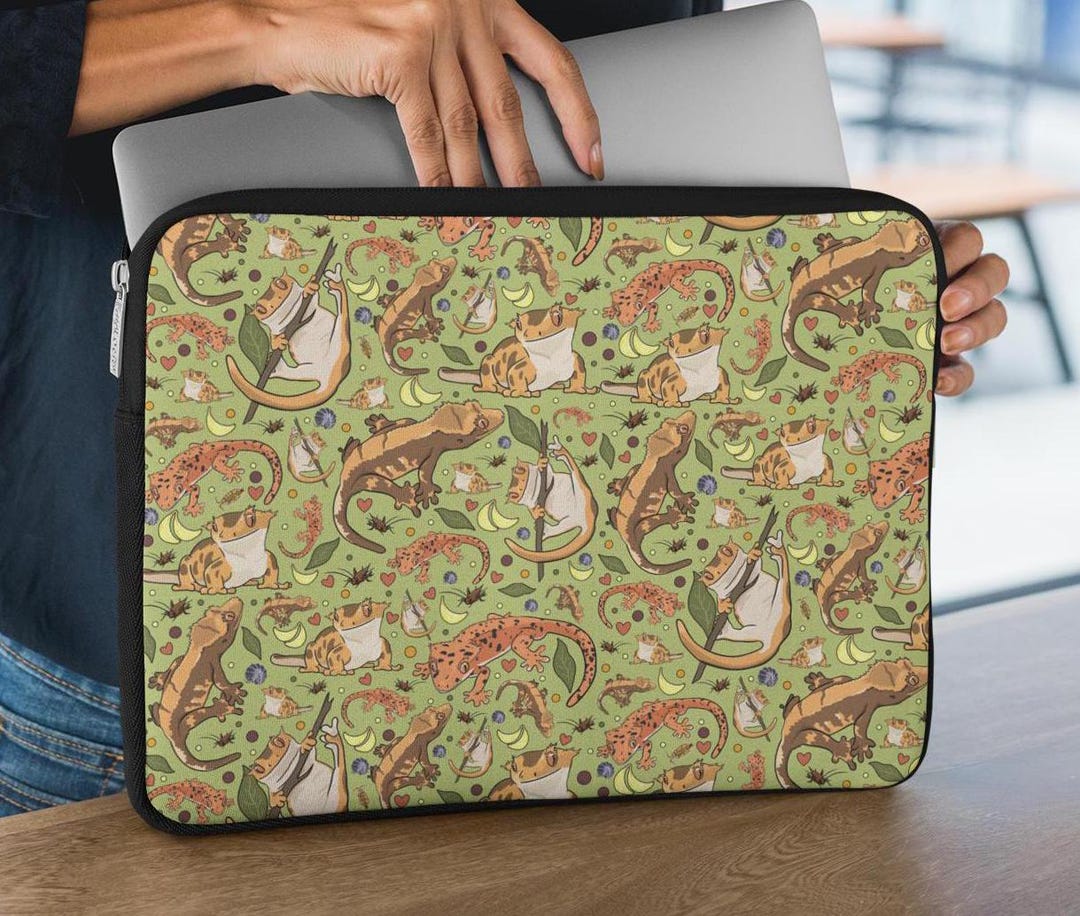 Crested Gecko Laptop Sleeve, Gecko Decal, Reptile Bag, Geckos Bag ...