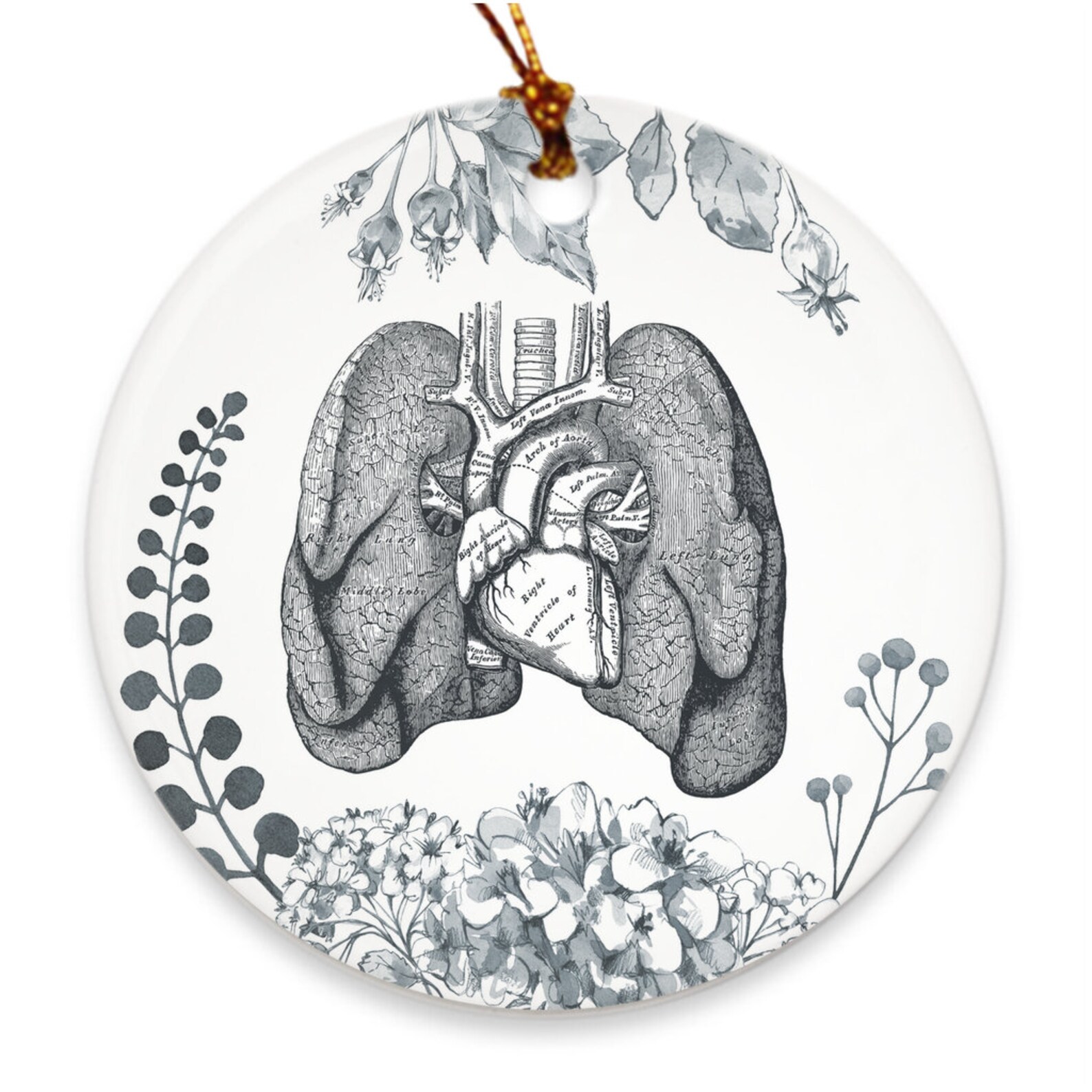 Lung Porcelain Ornaments, Custom Anatomy Christmas Gift, Pulmonologist ...