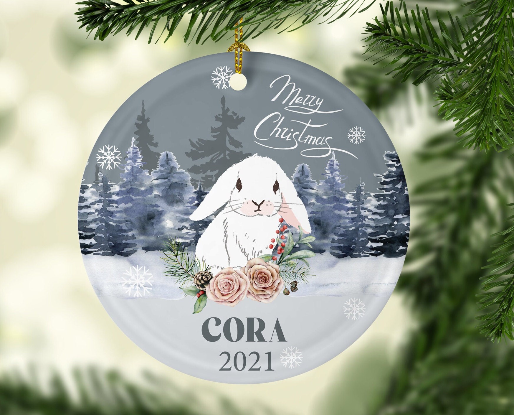 Custom Rabbit Ornament Personalized Bunny Gift Bunny | Etsy