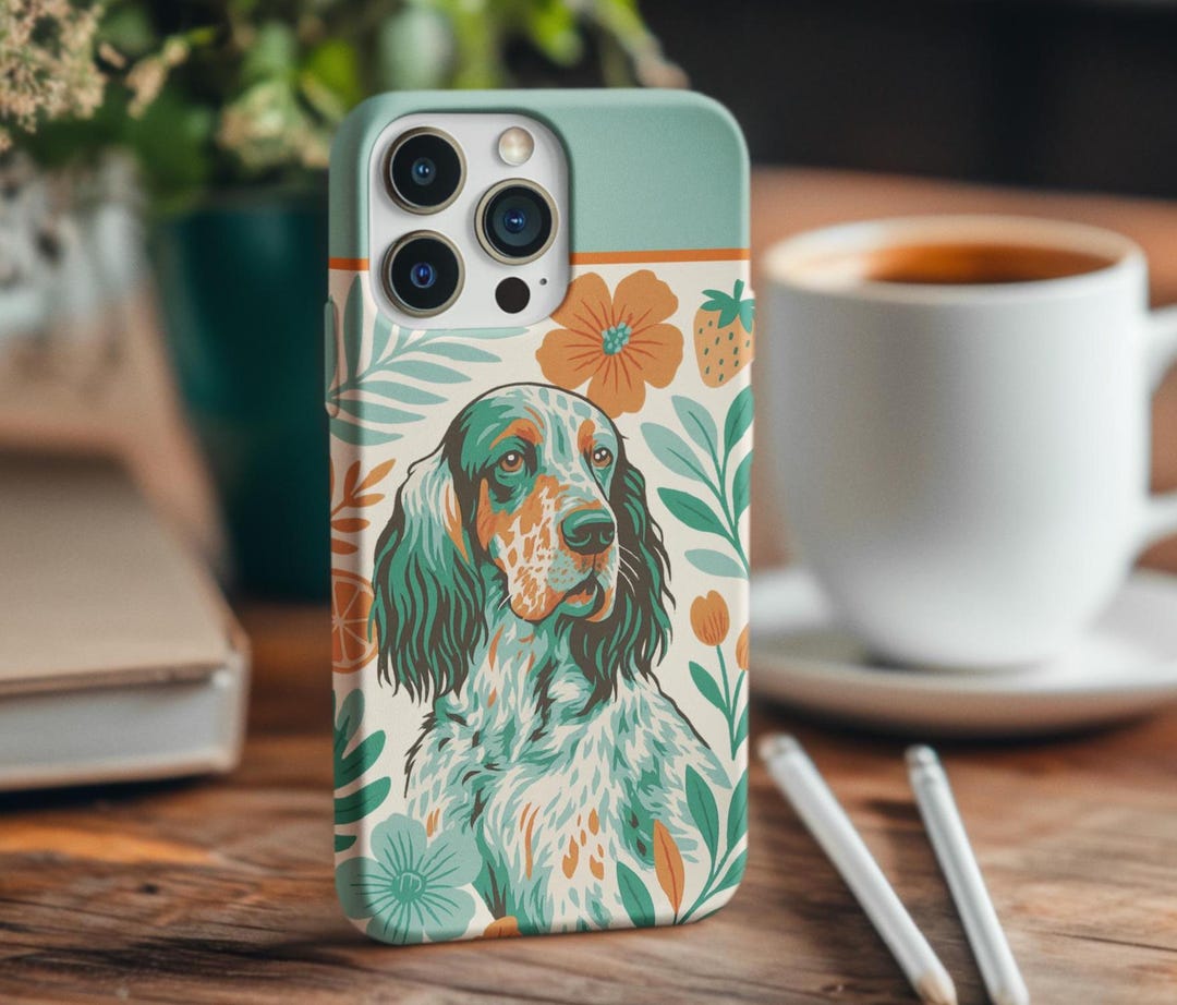 Boho English Setter Summer Style Dog Phone Case, Stetter Protective ...