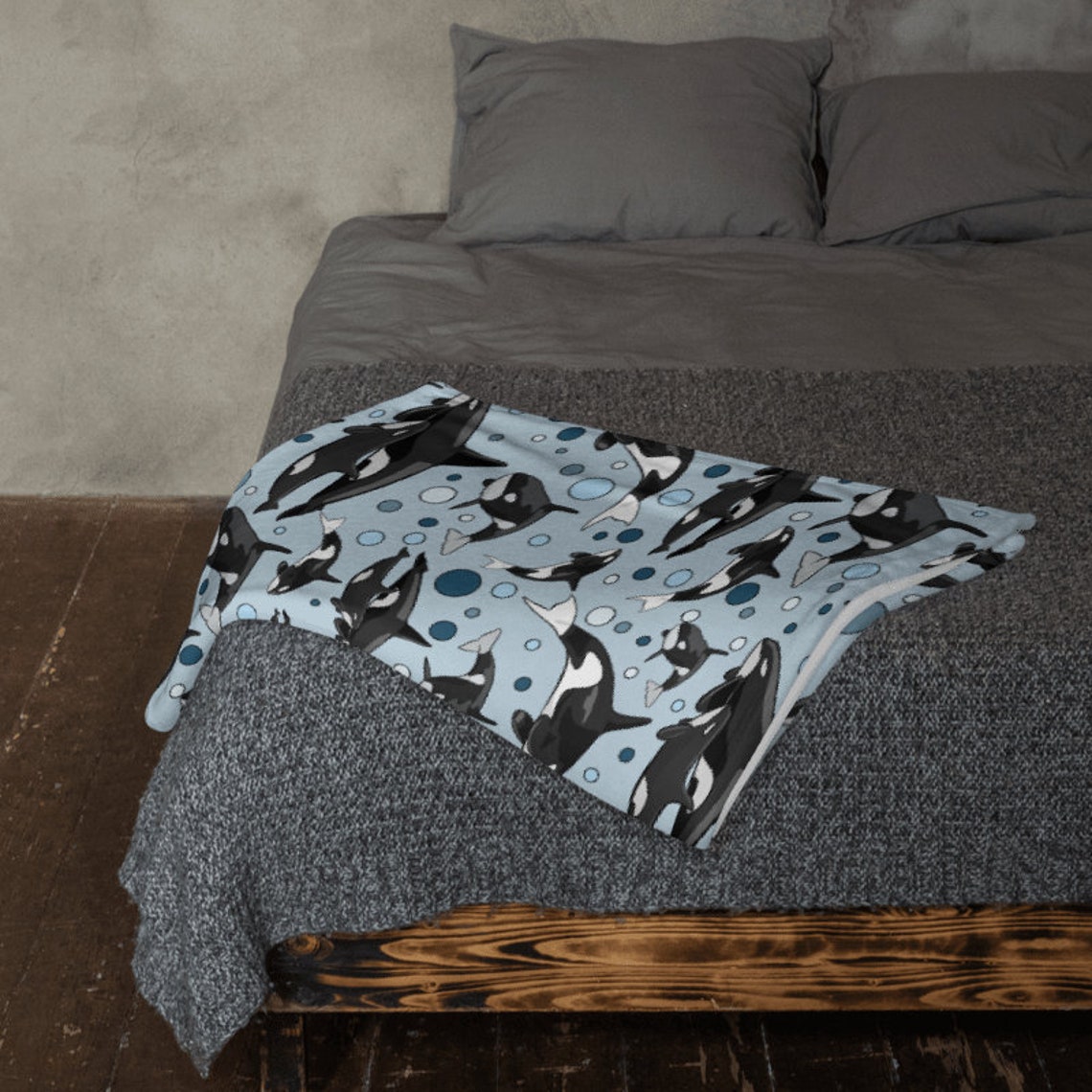 Orca Throw Blanket, Orcinus Orca, Killer Whale, Dolphin, Whale Blanket ...