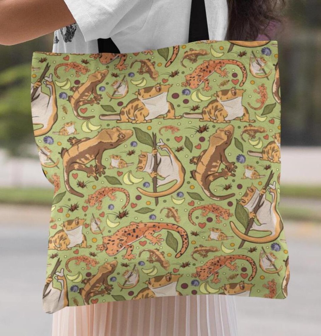 Crested Gecko Tote Bag, Gecko Decal, Reptile Bag, Geckos Bag, Gecko ...