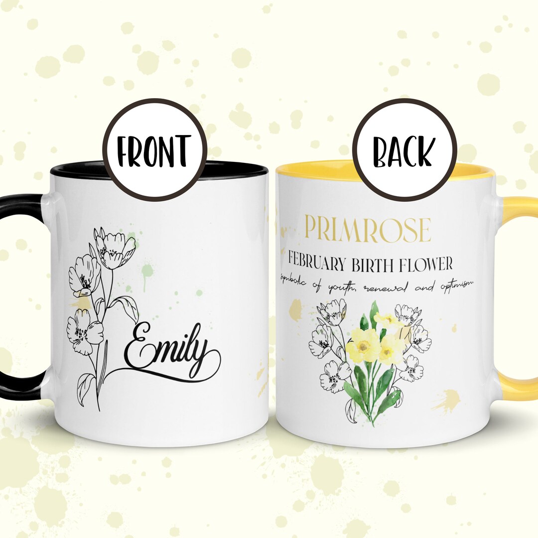 February Birthday Gift, Personalized Birth Flower Bouquet Mug, February ...
