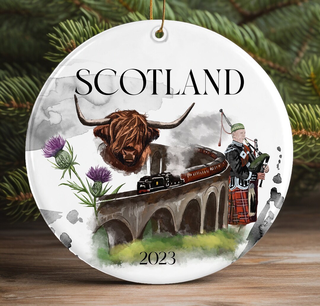 Custom Scotland Christmas Ornament , Edinburgh Gift, Highland Cattle ...