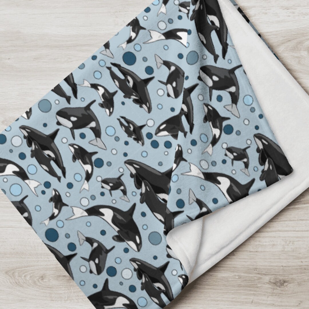 Orca Throw Blanket, Orcinus Orca, Killer Whale, Dolphin, Whale Blanket ...
