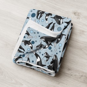 Orca Throw Blanket, Orcinus Orca, Killer Whale, Dolphin, Whale Blanket ...