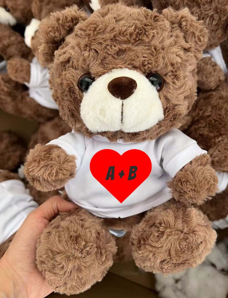 Custom Initials Teddy Bear Personalized Bear for You and Your Lover A B ...