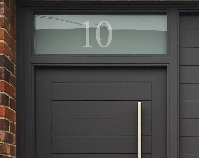 Traditional Round Double Border House Number Decal Etched Glass Style ...