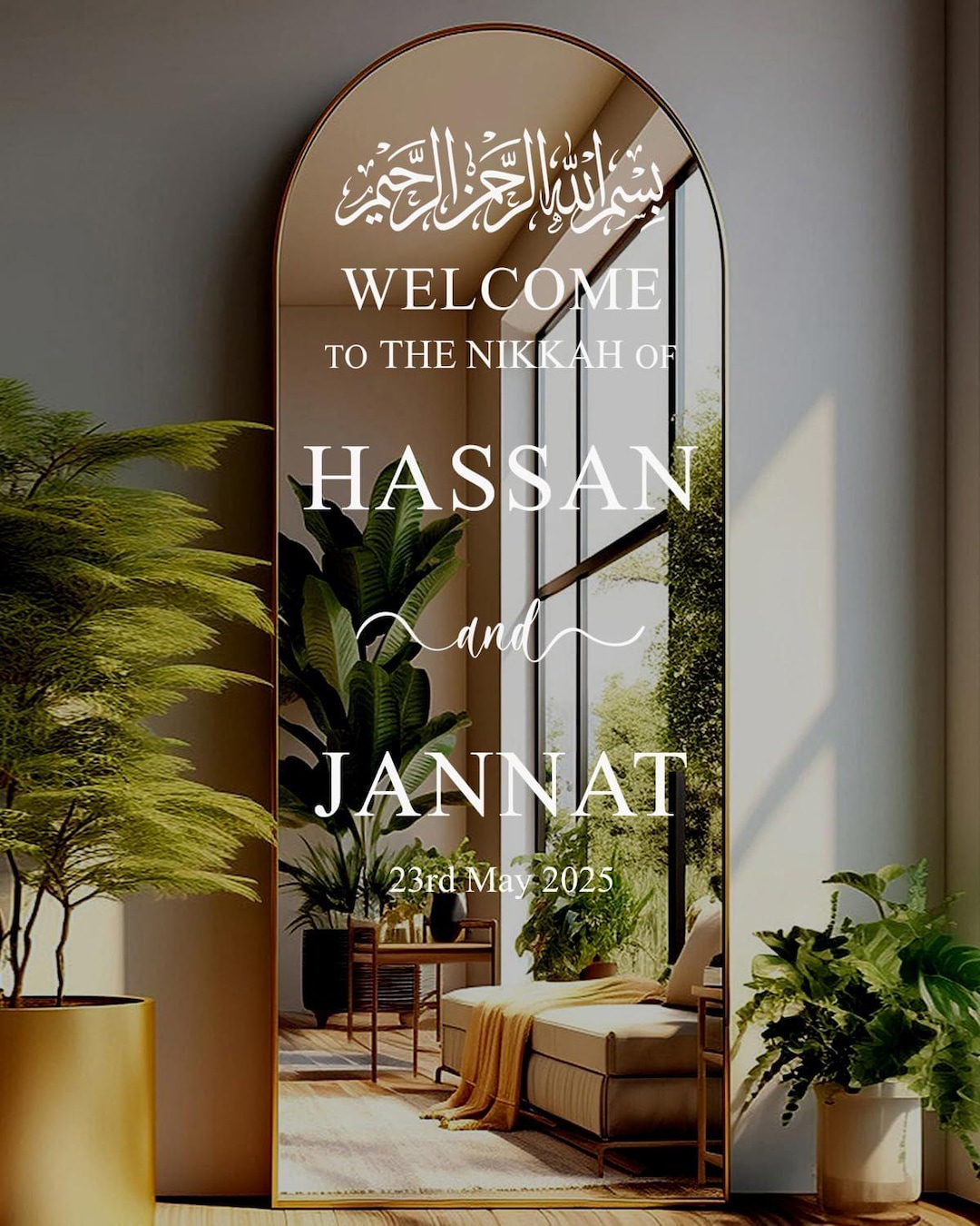 Personalized Islamic Wedding Nikkah Welcome Sign: Mirror Decal N1 - Etsy UK