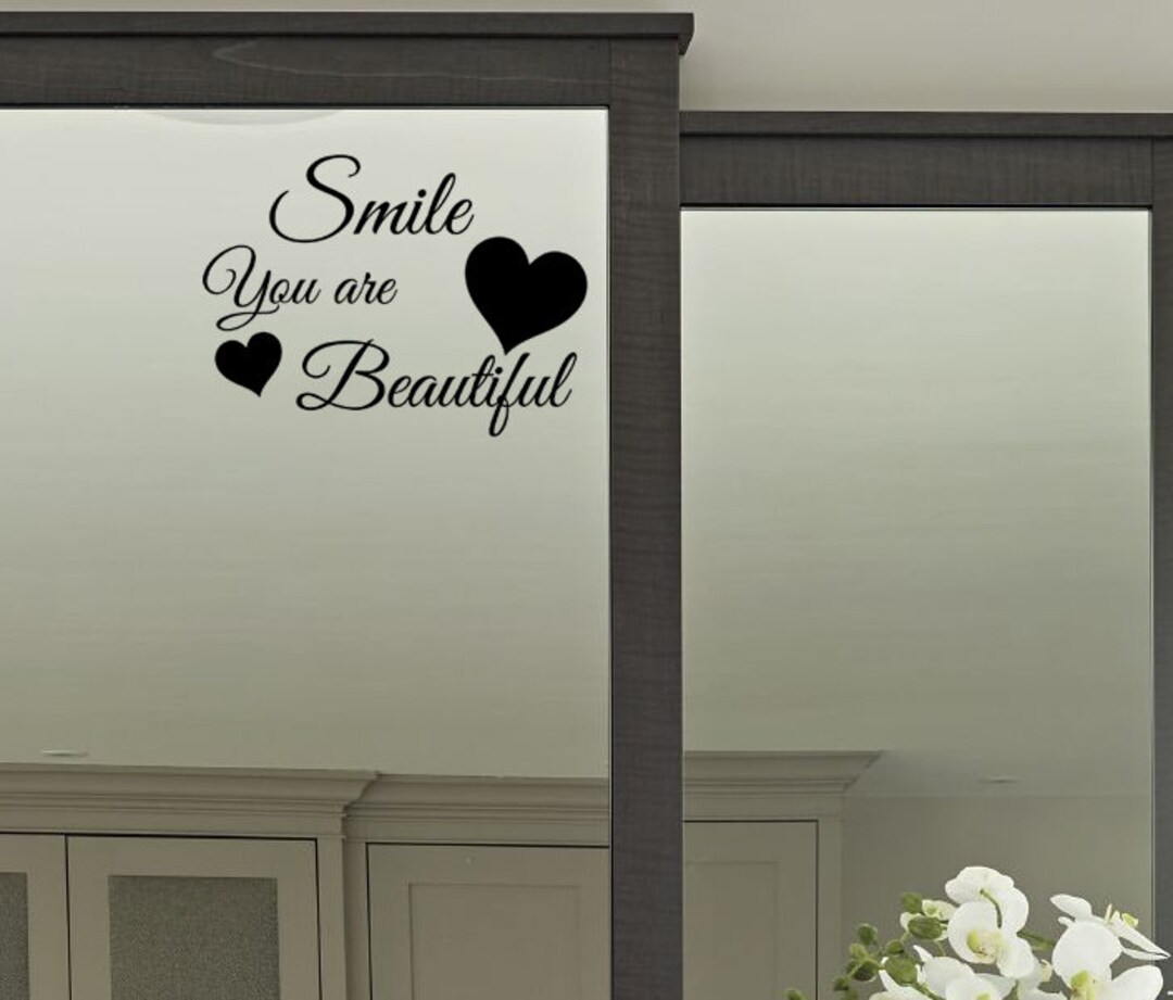Smile You Are Beautiful Heart Mirror, Laptop, Wall Stickers Beautiful ...