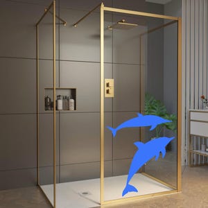Dolphin Silhouette Shower Sticker: Waterproof Vinyl Ocean Bathroom ...