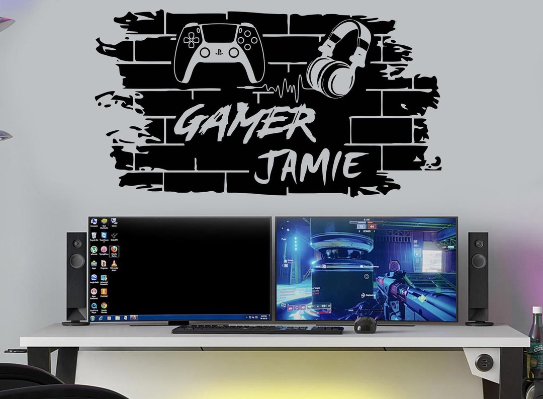 Personalised Gaming Wall Sticker |custom Name Wall Decal | Gamer Room ...