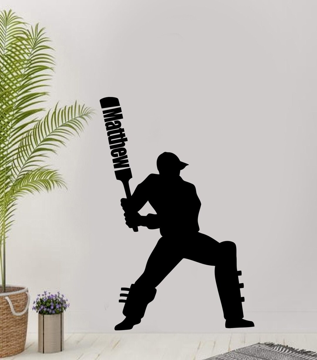 Personalised Cricket Bat Name Wall Sticker | Cricket Wall Art | Bedroom ...