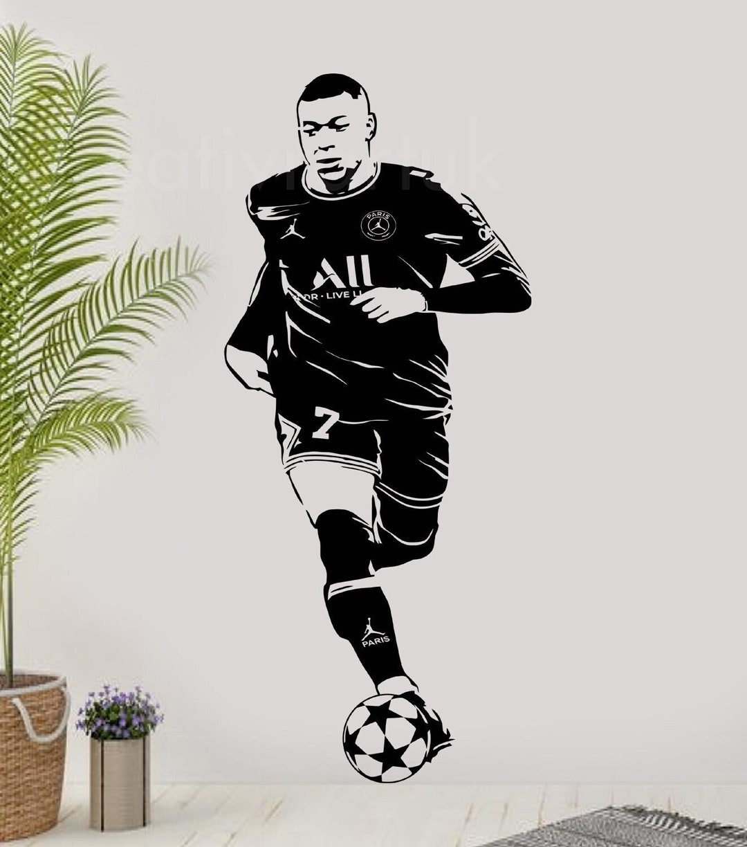 Mbappe Football Wall Sticker Mbappé Poster Wall Art Home Decor Vinyls ...