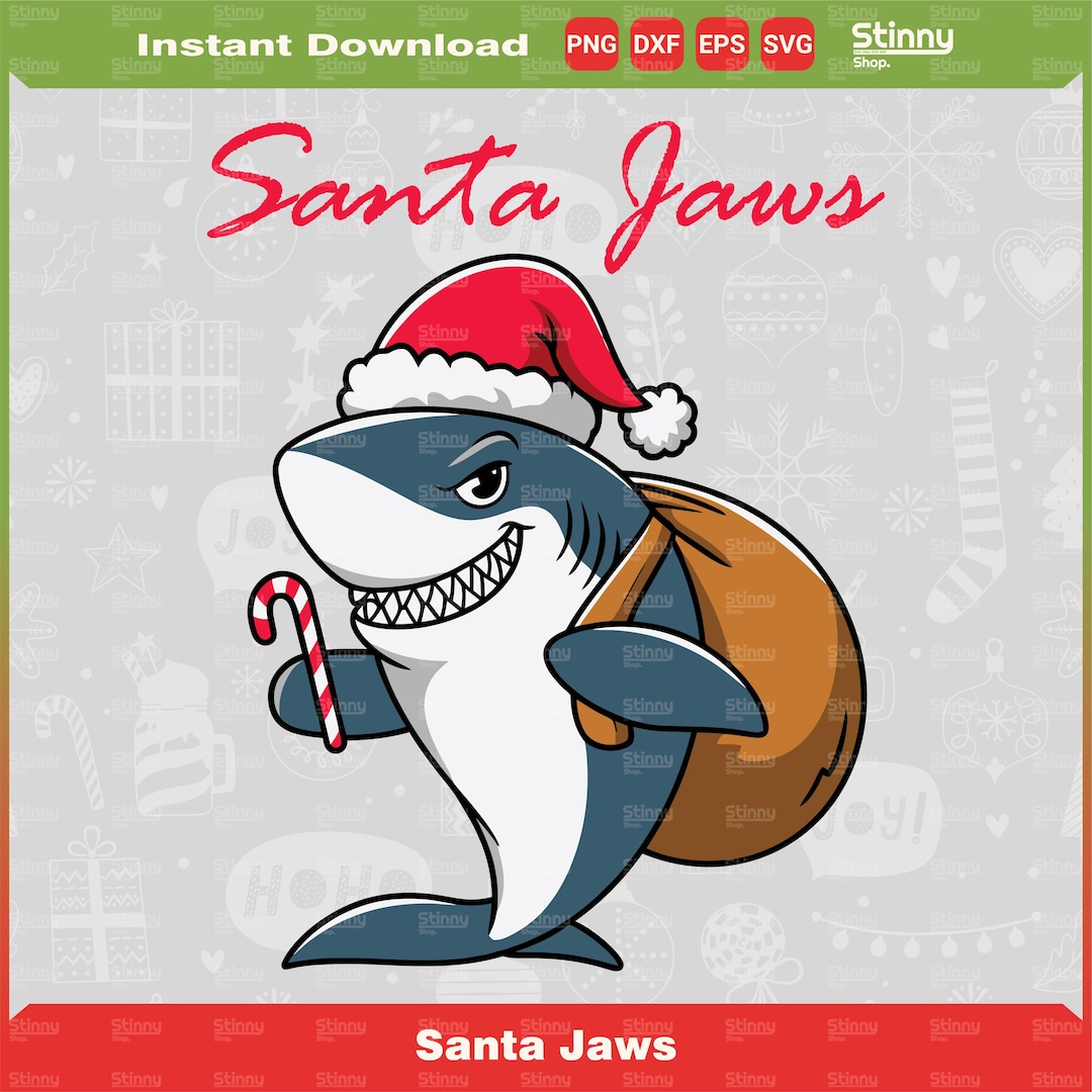 Santa Jaws Svg, Santa Shark Svg, Santa Claus Svg, Christmas Shark Svg, Funny Shark Svg, Shark ...