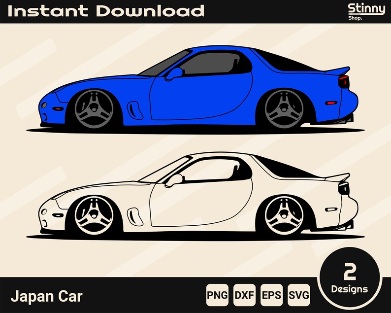 Japan Car Silhouete, Rx Svg, Car Png, Car Outlines, Car Printable ...