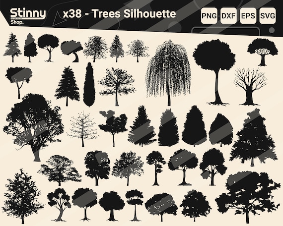 Trees Silhouette Bundle Pine Tree Svg Forest Cut Files for | Etsy