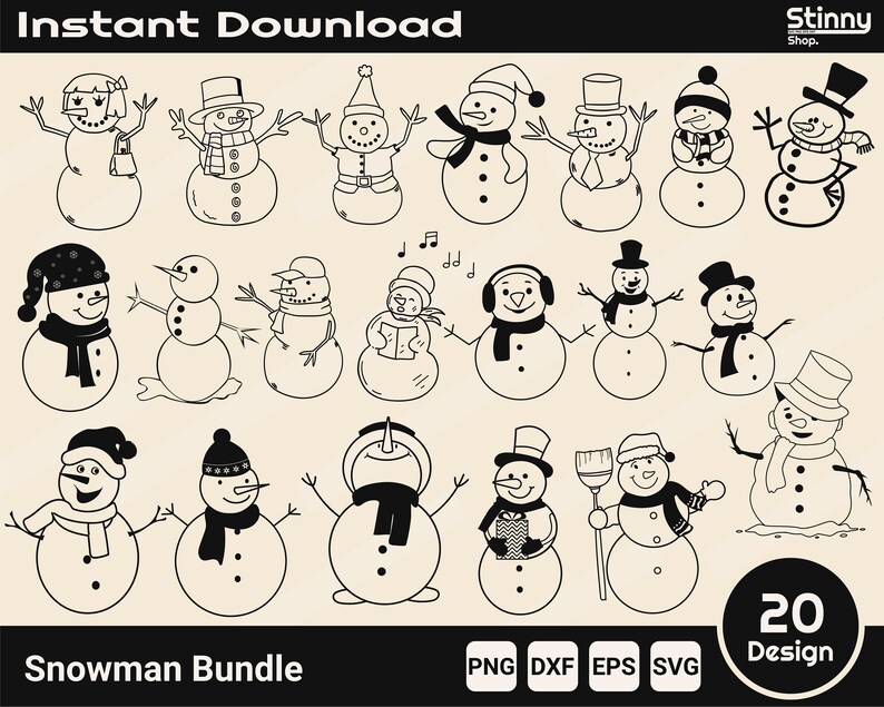 Snowman Bundle, Christmas Snowman Svg, Snowman Clipart, Funny Snowman ...