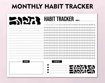 Monthly Habit Tracker Printable Landscape, Habit Tracker Template ...