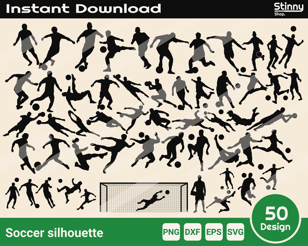 Soccer Silhouette Bundle, Soccer Svg, Footballer Svg, Football Player ...