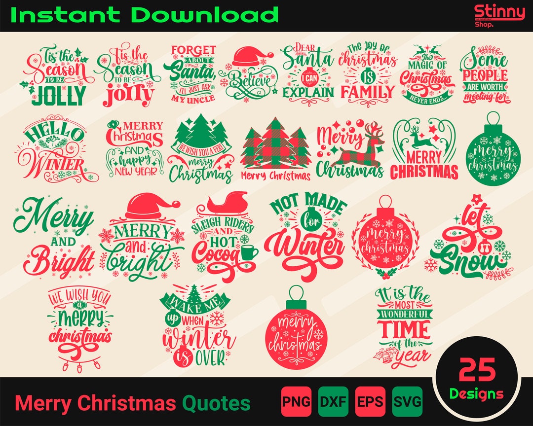 Merry Christmas Quotes Svg Merry Christmas Bundle Christmas - Etsy